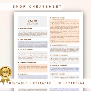 EMDR Therapy Cheat Sheet, Eye Movement Desensitization and Reprocessing ...