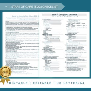 Comprehensive Soc Checklist for Home Health Care, Editable Start of ...