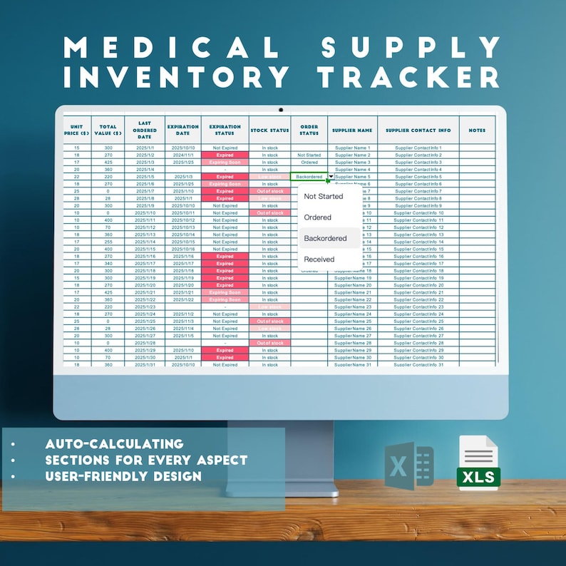 Medical Supply Inventory Tracker Template | Spreadsheet for Healthcare ...