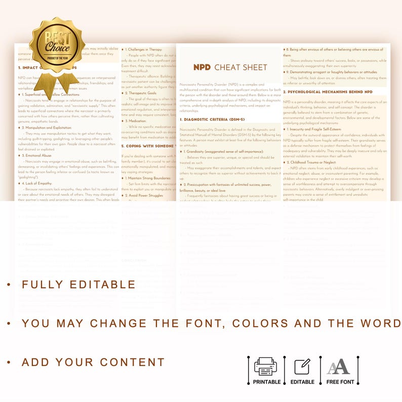 Npd Cheat Sheet Guide, Narcissistic Personality Disorder, Npd Symptoms ...