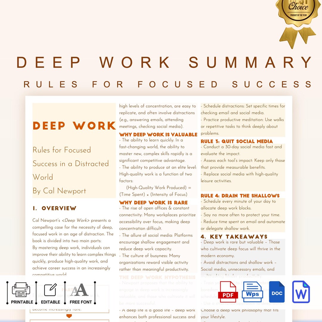 Deep Work: Rules for Focused Success Summary, Productivity and Focus ...