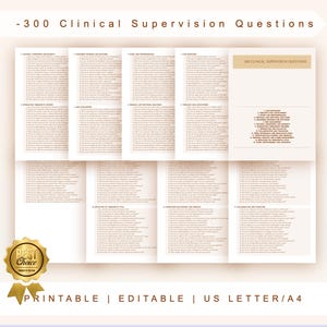 300 Clinical Supervision Questions, 15 Key Areas, Printable Therapist ...