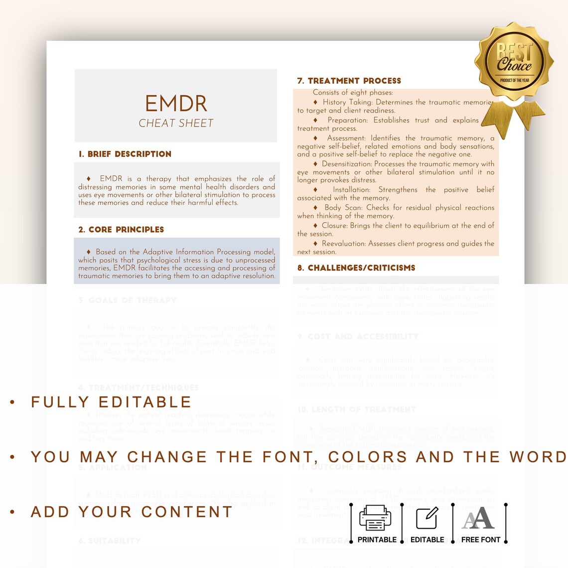 EMDR Therapy Cheat Sheet, Eye Movement Desensitization and Reprocessing ...