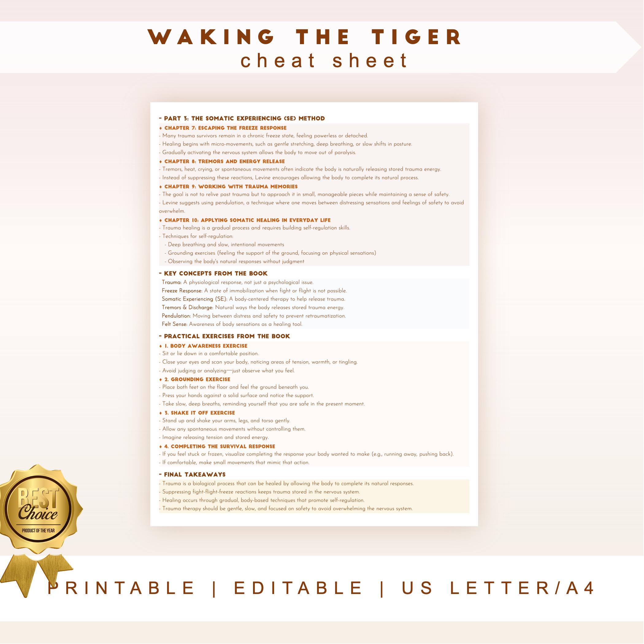 Waking the Tiger: Healing Trauma Cheat Sheet, by Peter A. Levine ...