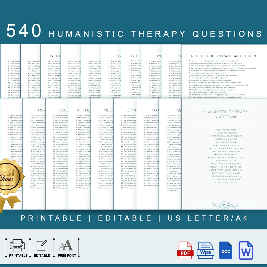 540 Humanistic Therapy Questions, Essential Therapy Session Questions ...