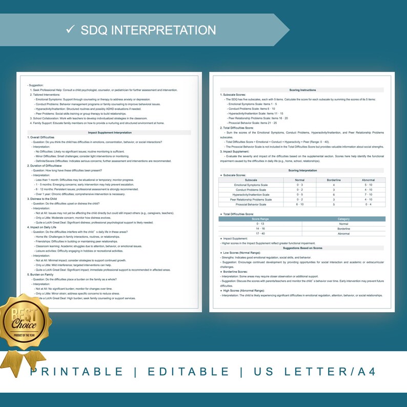 Strengths and Difficulties Questionnaire (SDQ) Template for ...