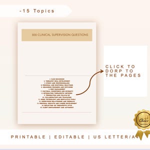 300 Clinical Supervision Questions, 15 Key Areas, Printable Therapist ...
