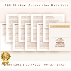 300 Clinical Supervision Questions, 15 Key Areas, Printable Therapist ...