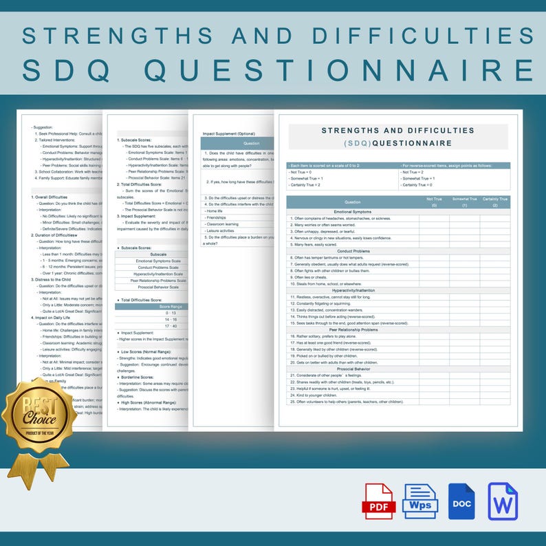 Strengths and Difficulties Questionnaire (SDQ) Template for ...