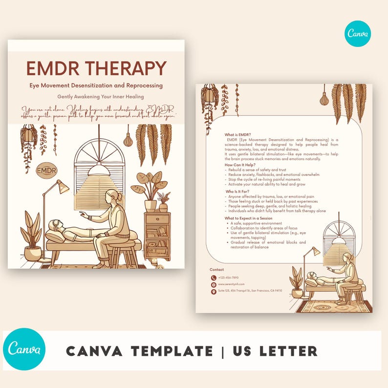 EMDR Therapy Flyer Template, Printable EMDR Canva Flyer, Eye Movement ...