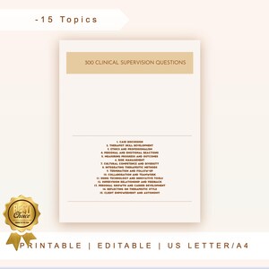 300 Clinical Supervision Questions, 15 Key Areas, Printable Therapist ...