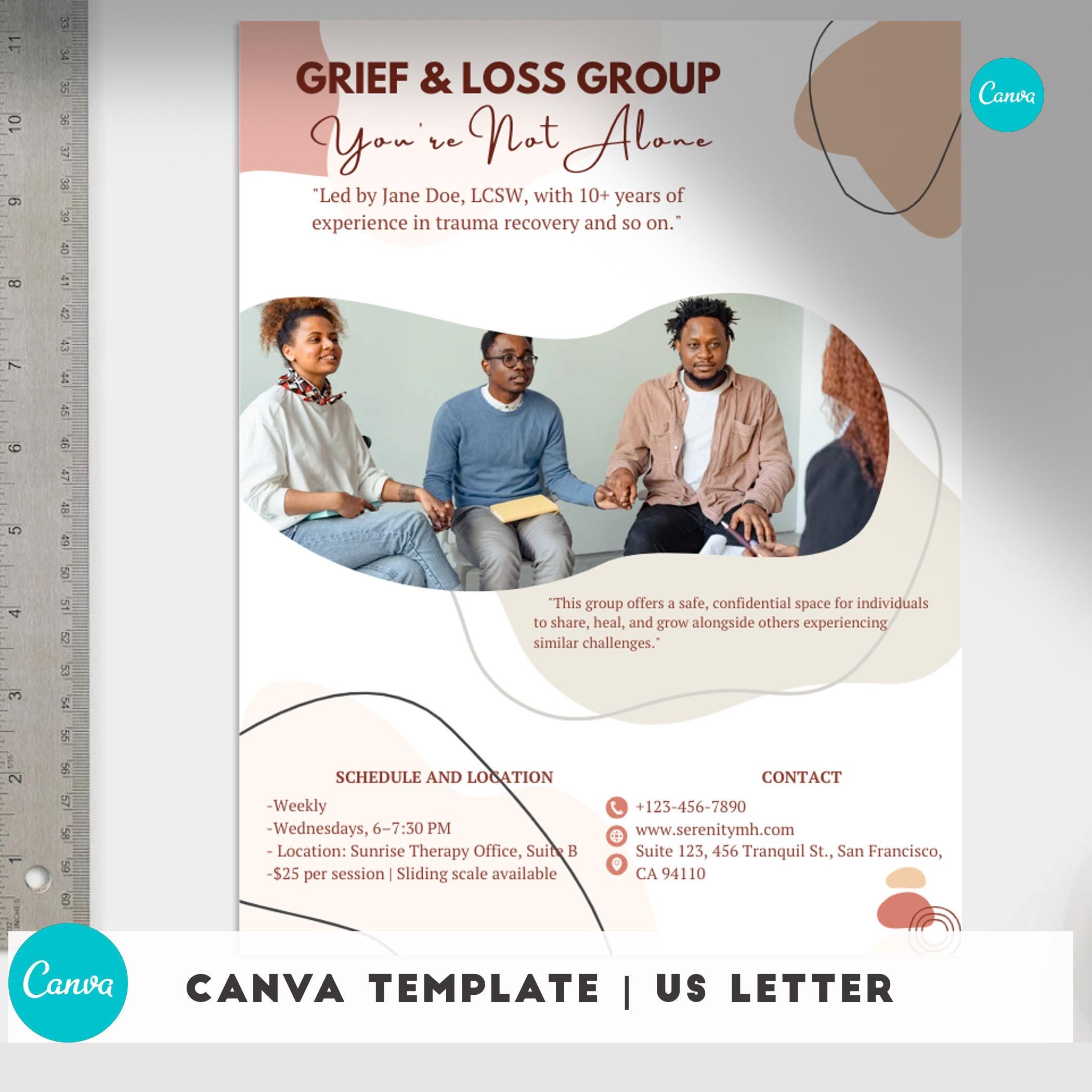 Group Therapy Flyer Template, Canva Editable,mental Health Care ...