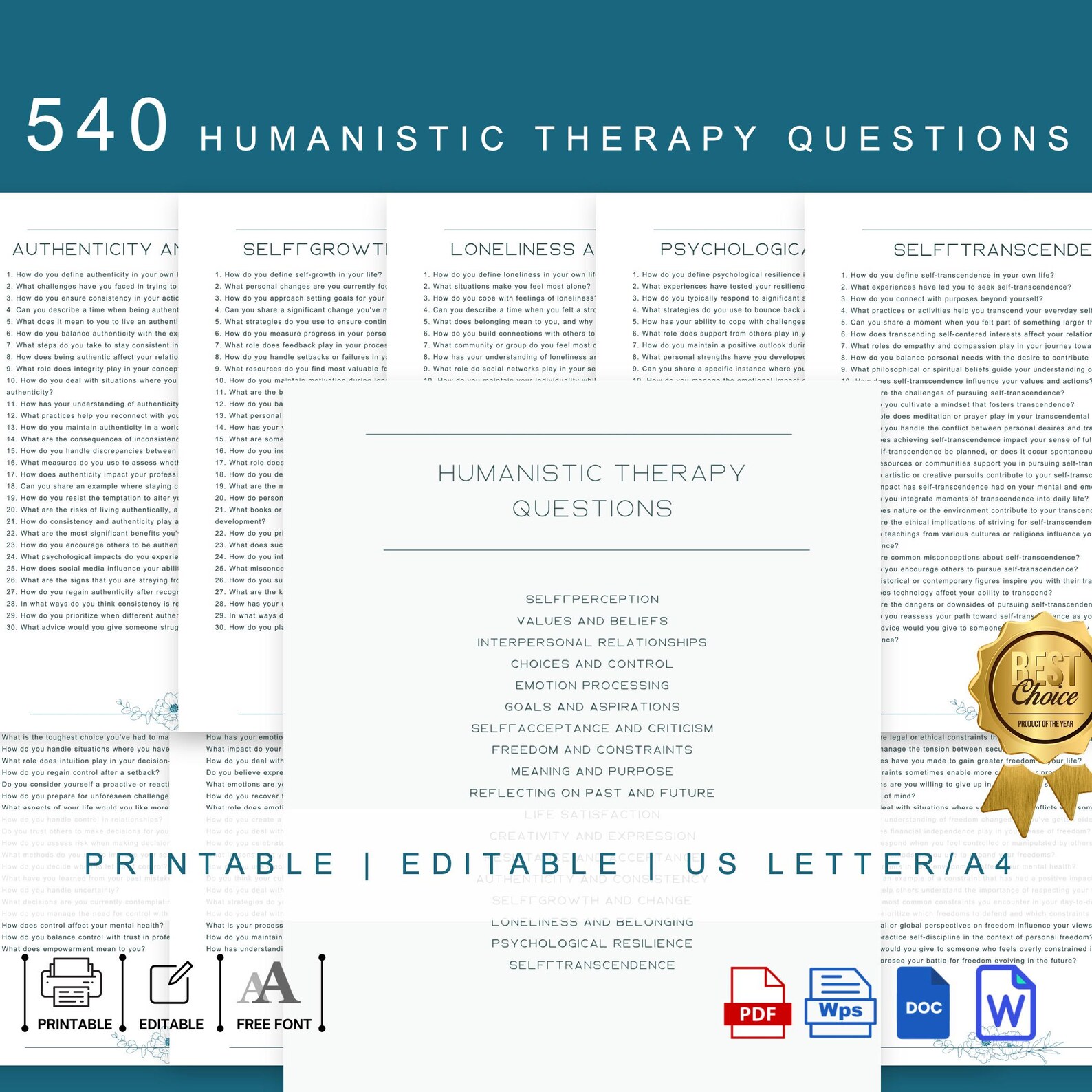 540 Humanistic Therapy Questions, Essential Therapy Session Questions ...