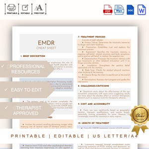 EMDR Therapy Cheat Sheet, Eye Movement Desensitization and Reprocessing ...