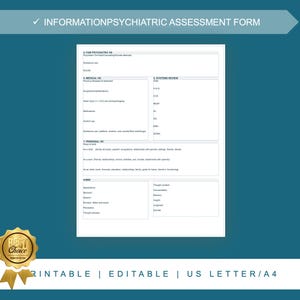 Initial Psychiatric Assessment Form, Clinical Interview Guide, Mental ...