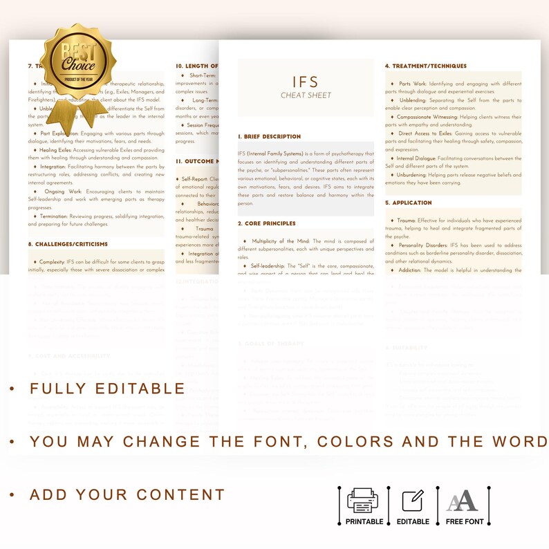 IFS Therapy Cheatsheet, Internal Family Systems Therapy Printable ...