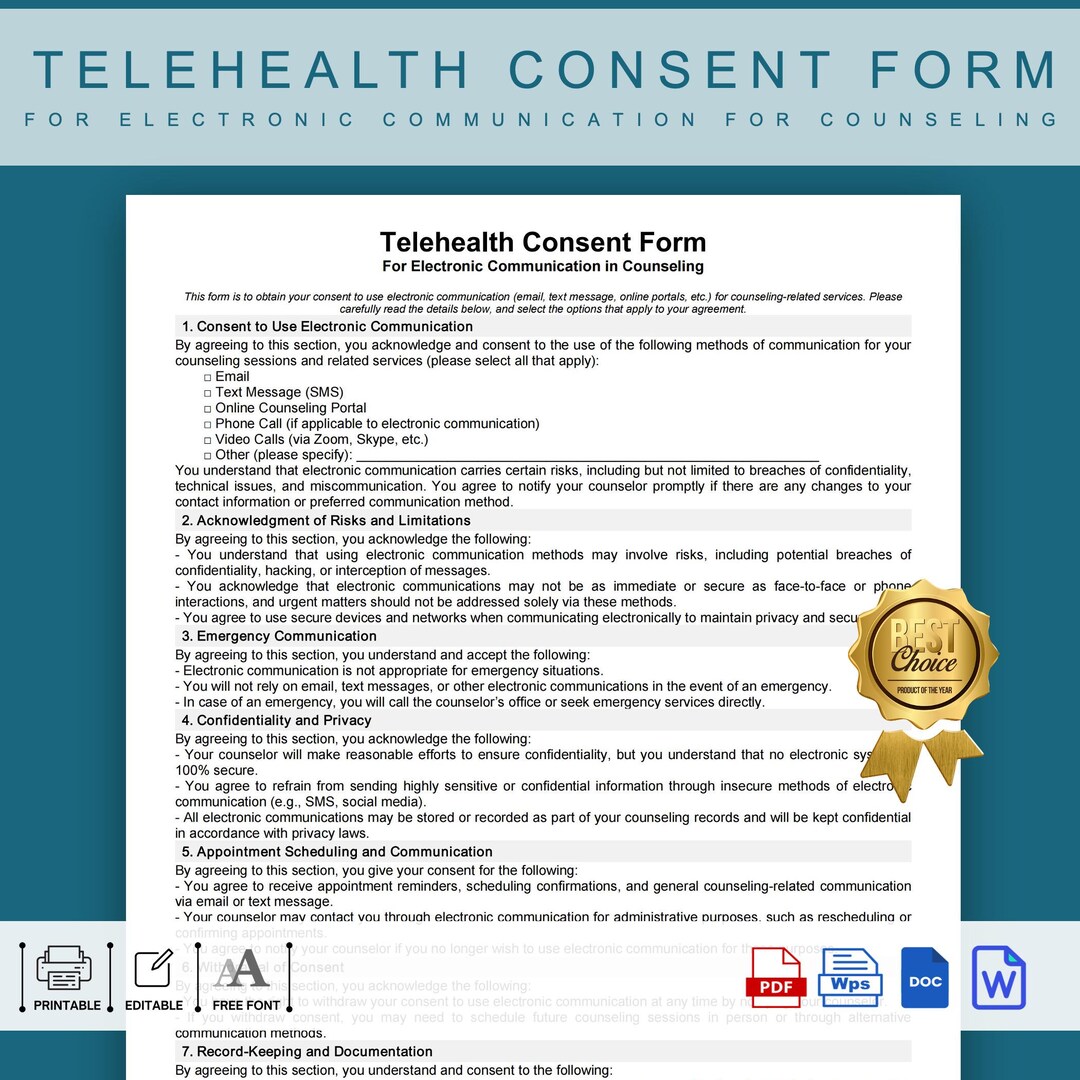 Telehealth Communication Consent Form, Consent for Electronic ...