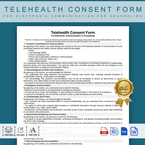 Consent Form Telehealth Therapy - Etsy
