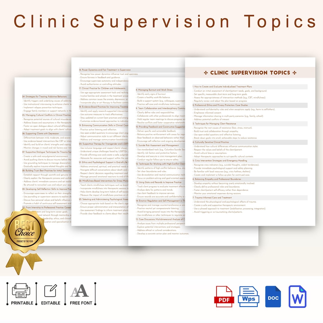 Clinic Supervision Resource With Key Points, Clinic Supervision Topics ...