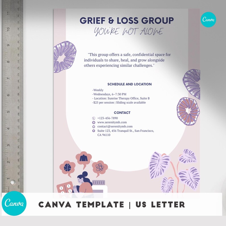 Group Therapy Flyer Template, Canva Editable,mental Health Care ...