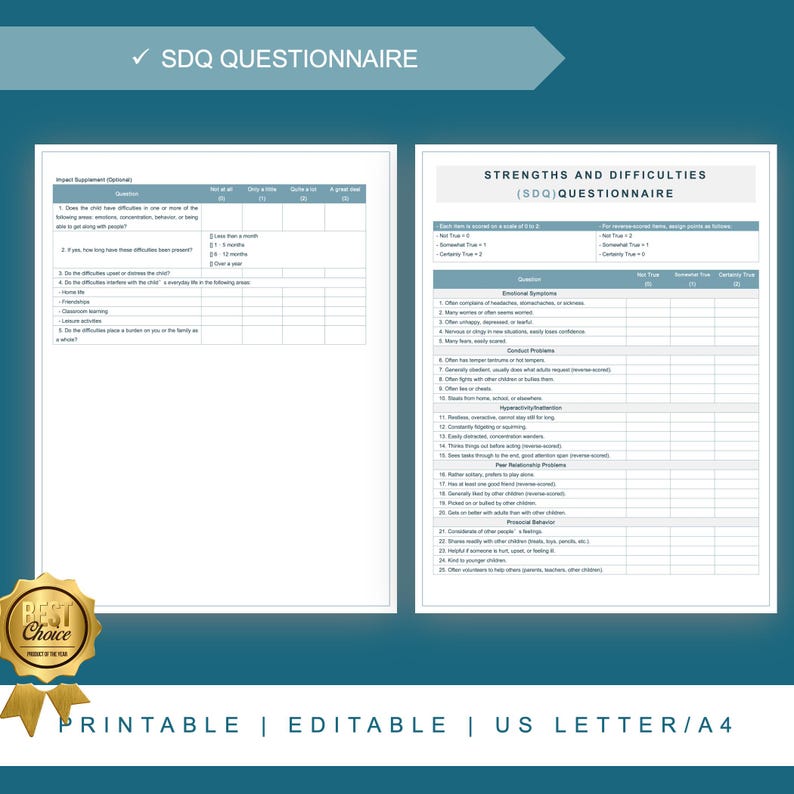 Strengths and Difficulties Questionnaire (SDQ) Template for ...