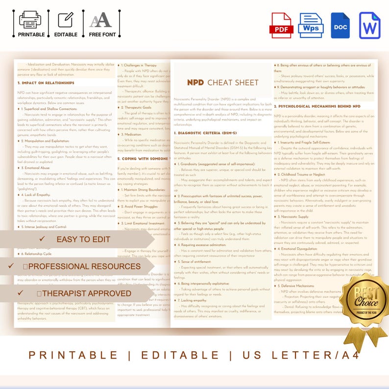 Npd Cheat Sheet Guide, Narcissistic Personality Disorder, Npd Symptoms ...