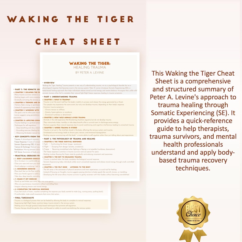 Waking the Tiger: Healing Trauma Cheat Sheet, by Peter A. Levine ...