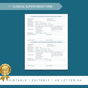 Clinical Supervision Session Form & Hours Log for Lpcs, Editable ...
