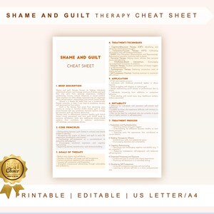 Shame and Guilt Therapy Cheat Sheet, Cognitive Reframing and Emotional ...