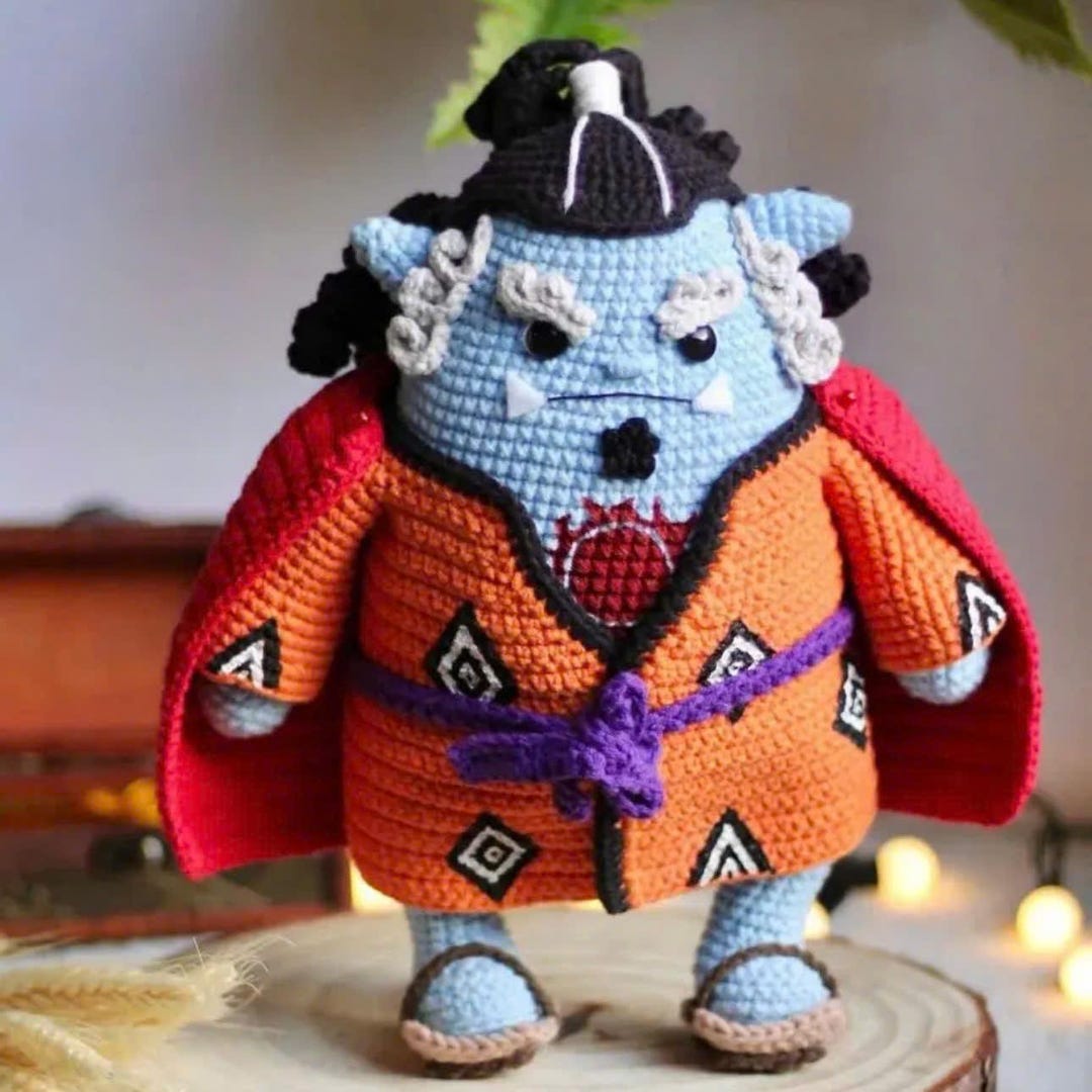 Crochet Jinbe One Piece Amigurumi Doll, Handmade Anime Character ...