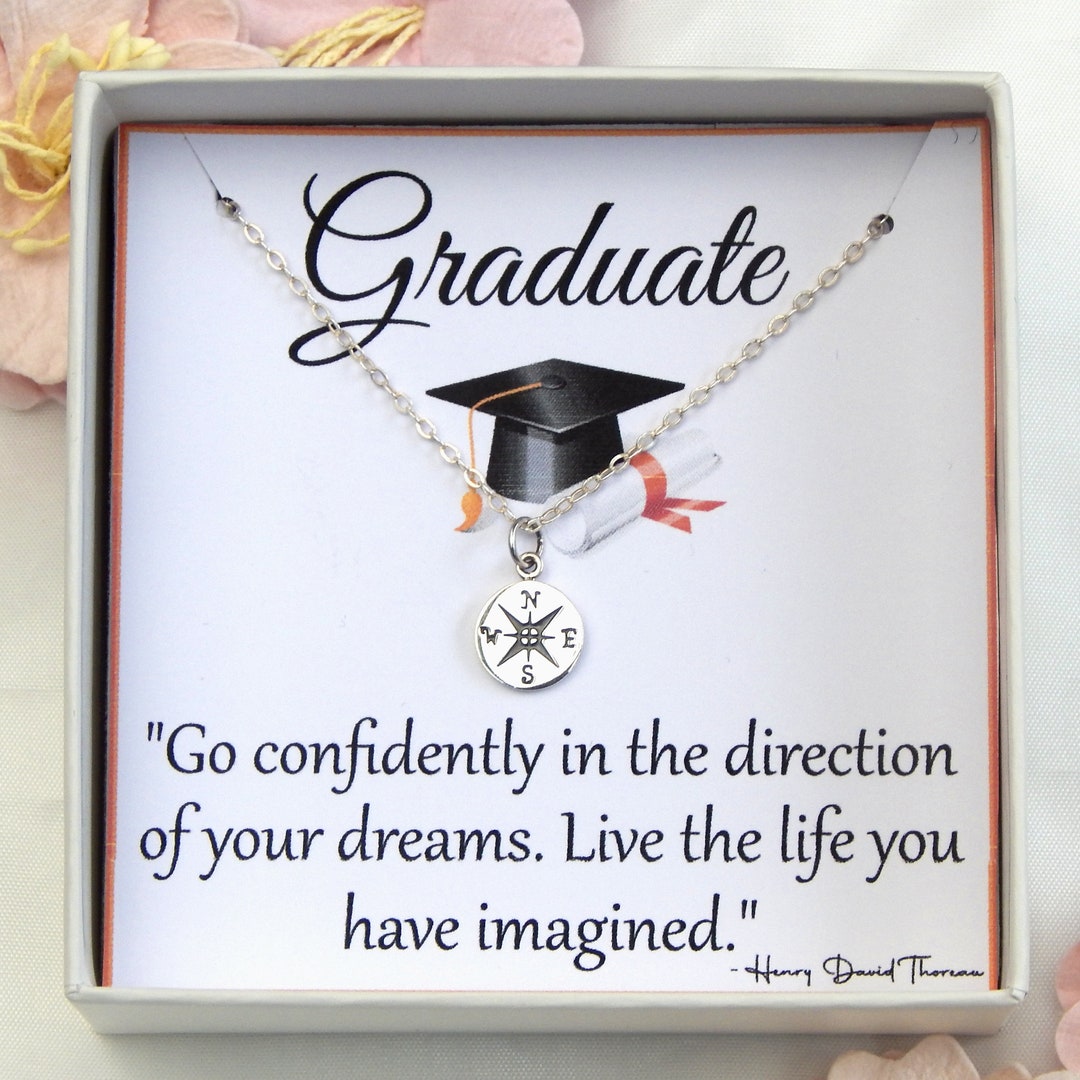 Graduation Compass Necklace Gift,silver Compass Necklace,graduation ...