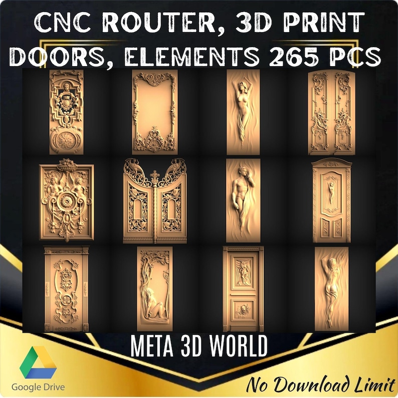 Doors and Elements, Furniture Pack, 265 Pcs - 3D STL Model for CNC ...