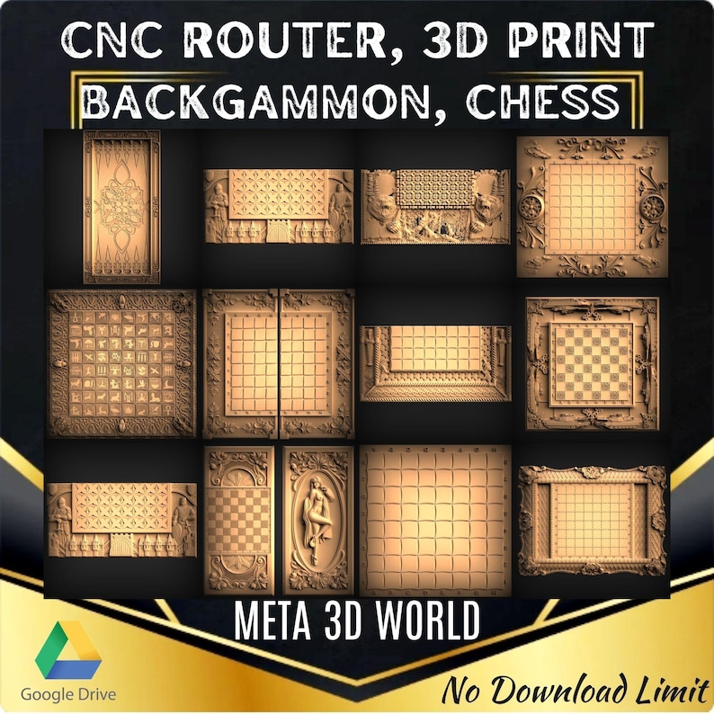 Chess and Backgammon Pack, 133 Pcs - 3D STL Model for CNC Router ...