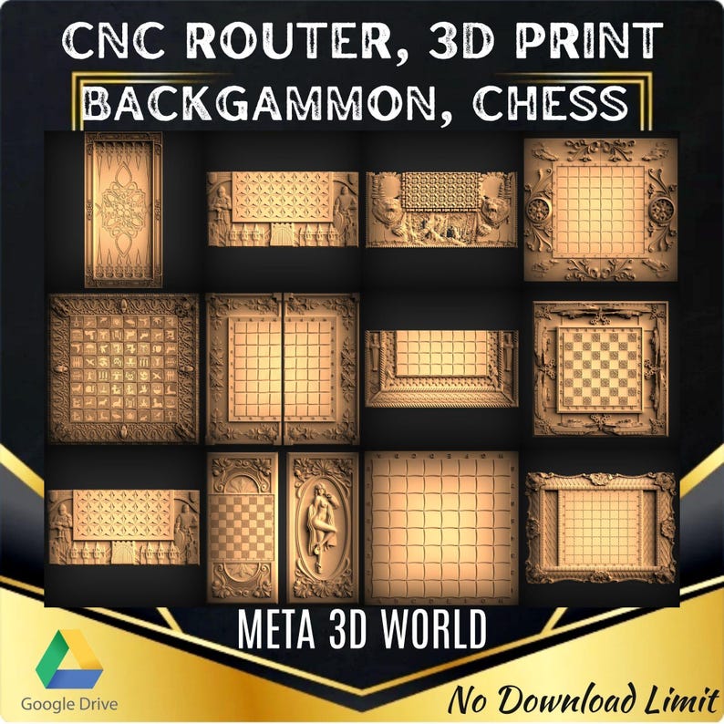 Chess and Backgammon 3D STL Model: CNC Router Carving File - Etsy