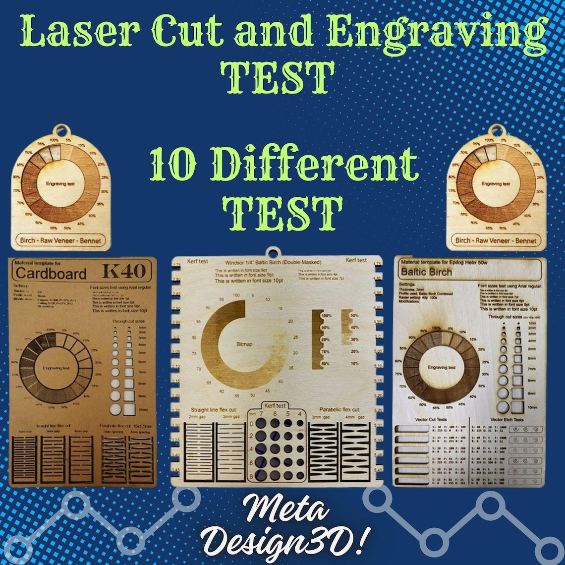 Laser Cut Test File Pack: Lightburn & Glowforge Compatible (digital ...