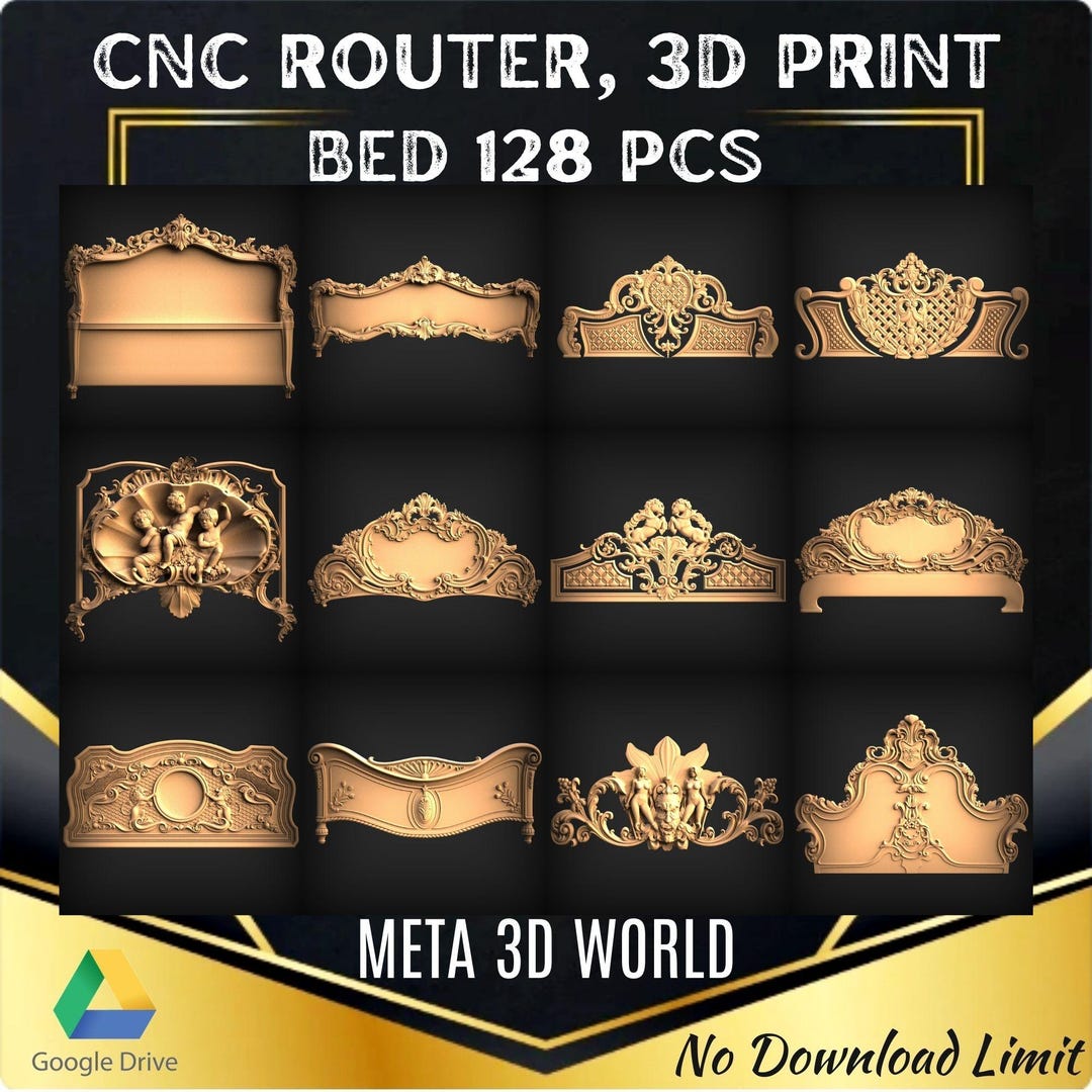 Luxury Bed 3D STL Model: CNC Router Carving (128 Pcs) - Etsy