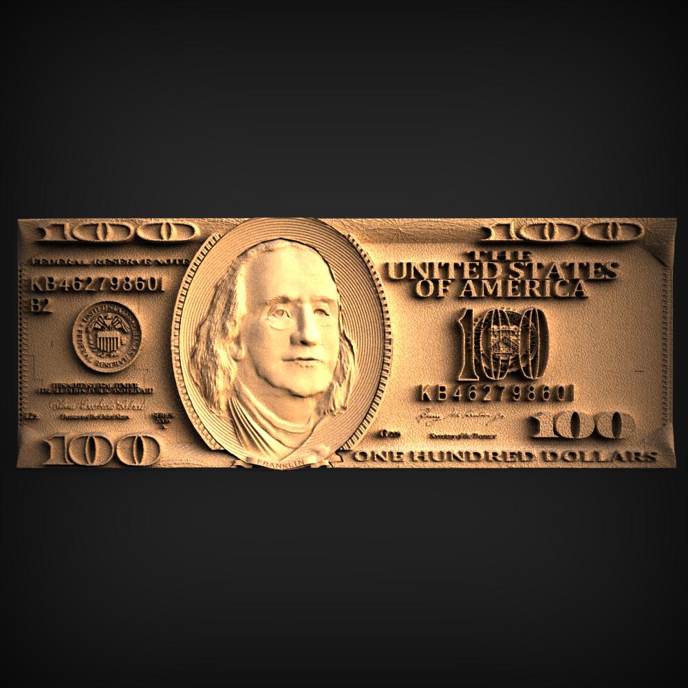 100 Dollar Bill 3D STL Model: CNC Router Carving (3D Print File) - Etsy