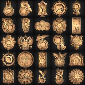 3D Wall Clock STL Model Pack for CNC Router (146 Pcs) (3D Print File ...