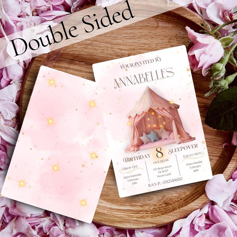 Editable Sleepover Birthday Invitation | Teepee Tent, Stars (canva ...