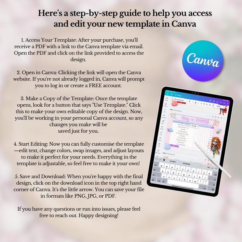 Superhero Reward Chart for Girls: Editable Chore Tracker (canva ...
