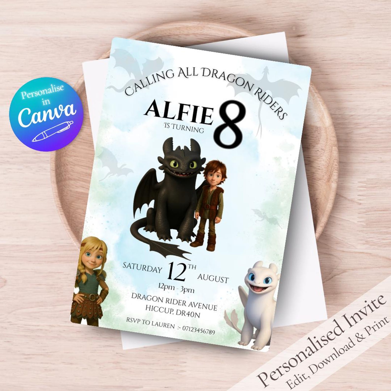How to Train Your Dragon Birthday Invitation Template: Hiccup ...