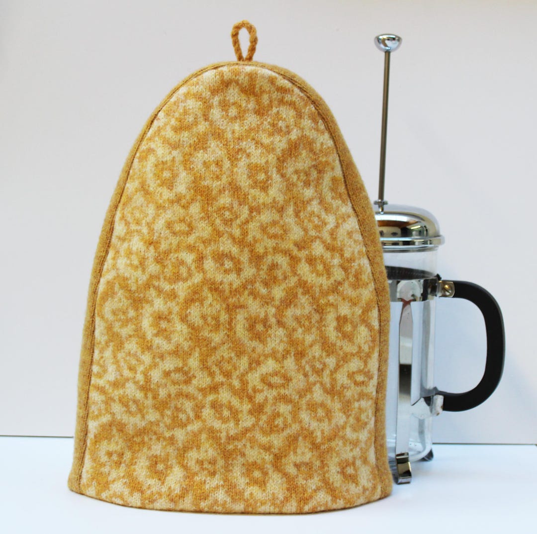 Cafetière Cover in Pale Gold Floral Pattern - Etsy