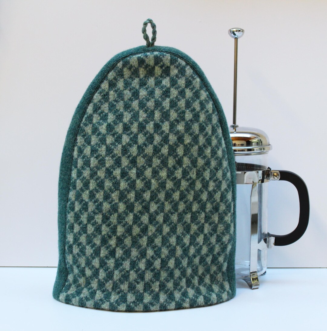 Cafetière Cover in Marine Green Lattice Pattern - Etsy