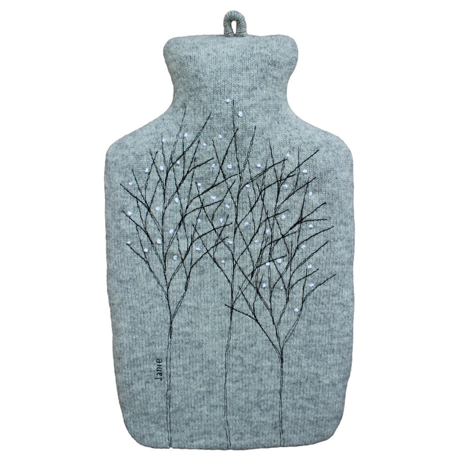 Hot Water Bottle With Grey Treeline Design in PEARL GREY 2L - Etsy