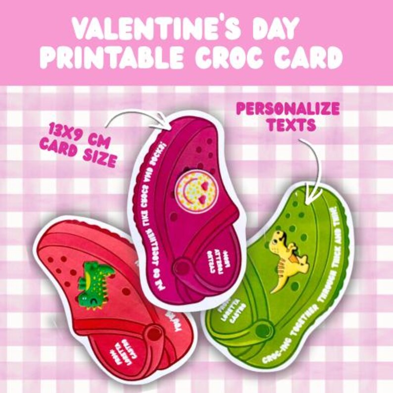 Printable Kids Croc Valentine Card - Valentine Card for Classroom ...