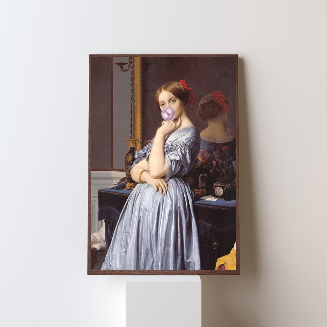 Vintage Classical Art Print | Bubble Gum Wall Art | Funny Retro Poster ...