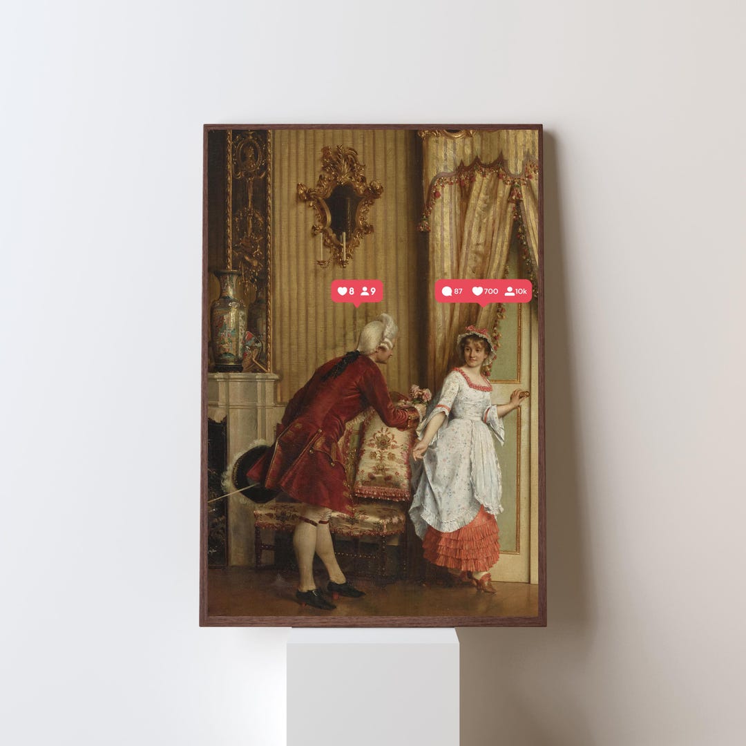 Vintage Meme Art Print: Funny Baroque Painting With Social Media Icons ...