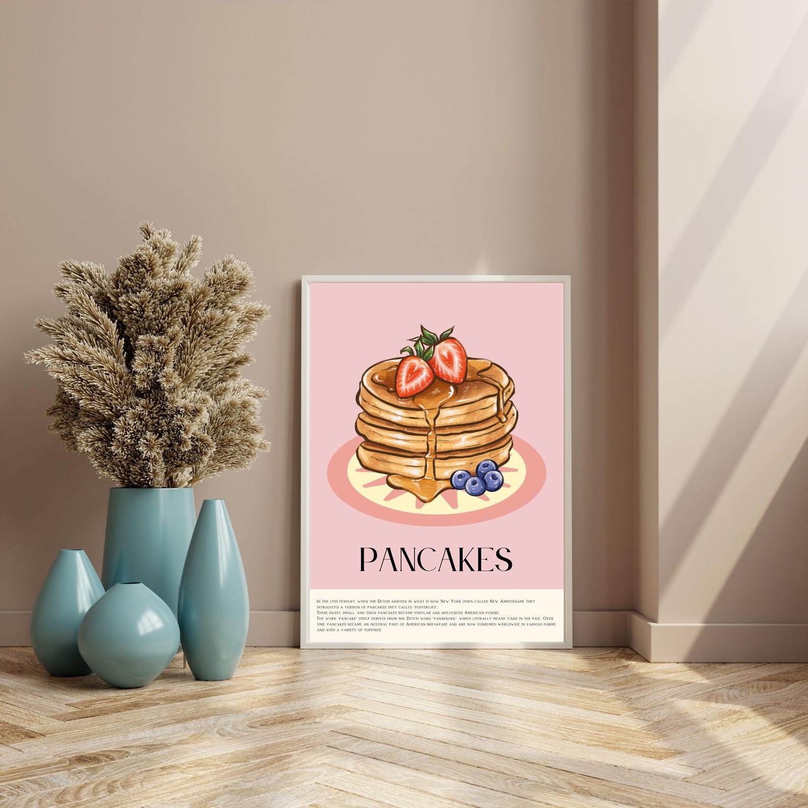 Yummy Pancakes Poster | Modern Kitchen Decor | Breakfast Wall Art ...