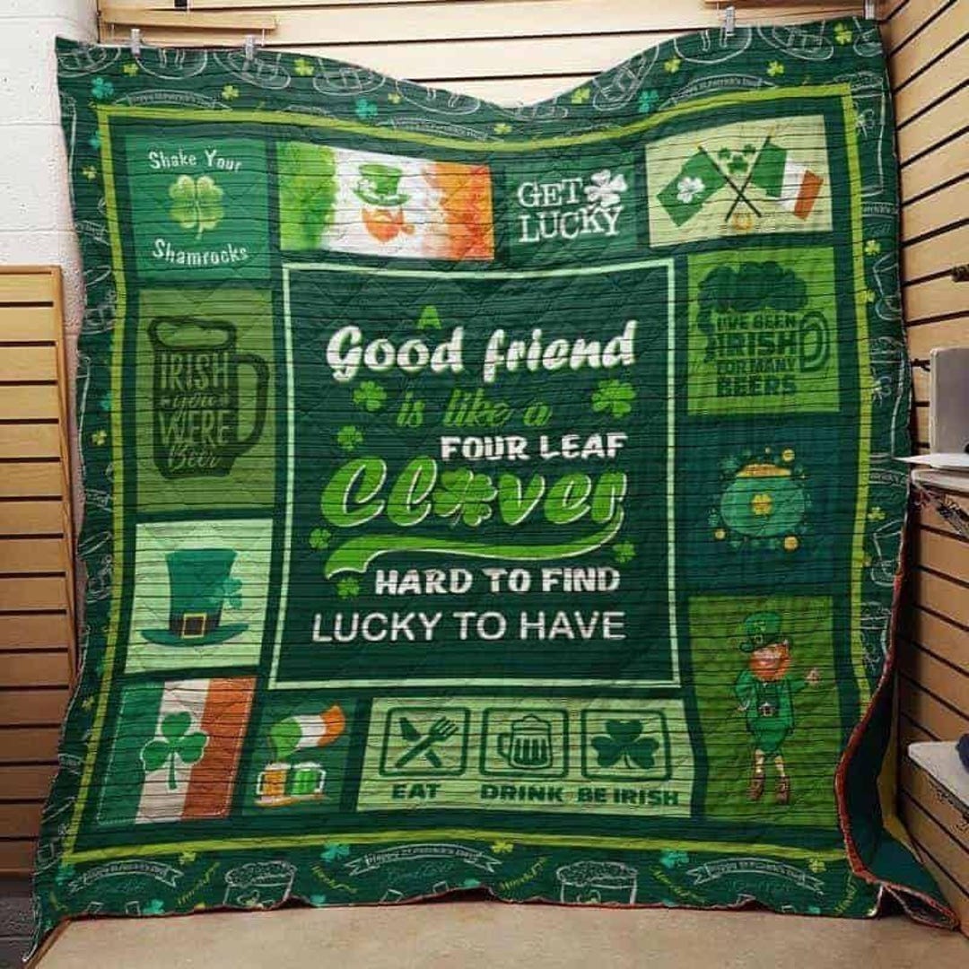 Irish Quilt St Patricks Day Gift Irish Gift, Shamrock Quilt, St Patty Day Quilt Full Size Throw ...