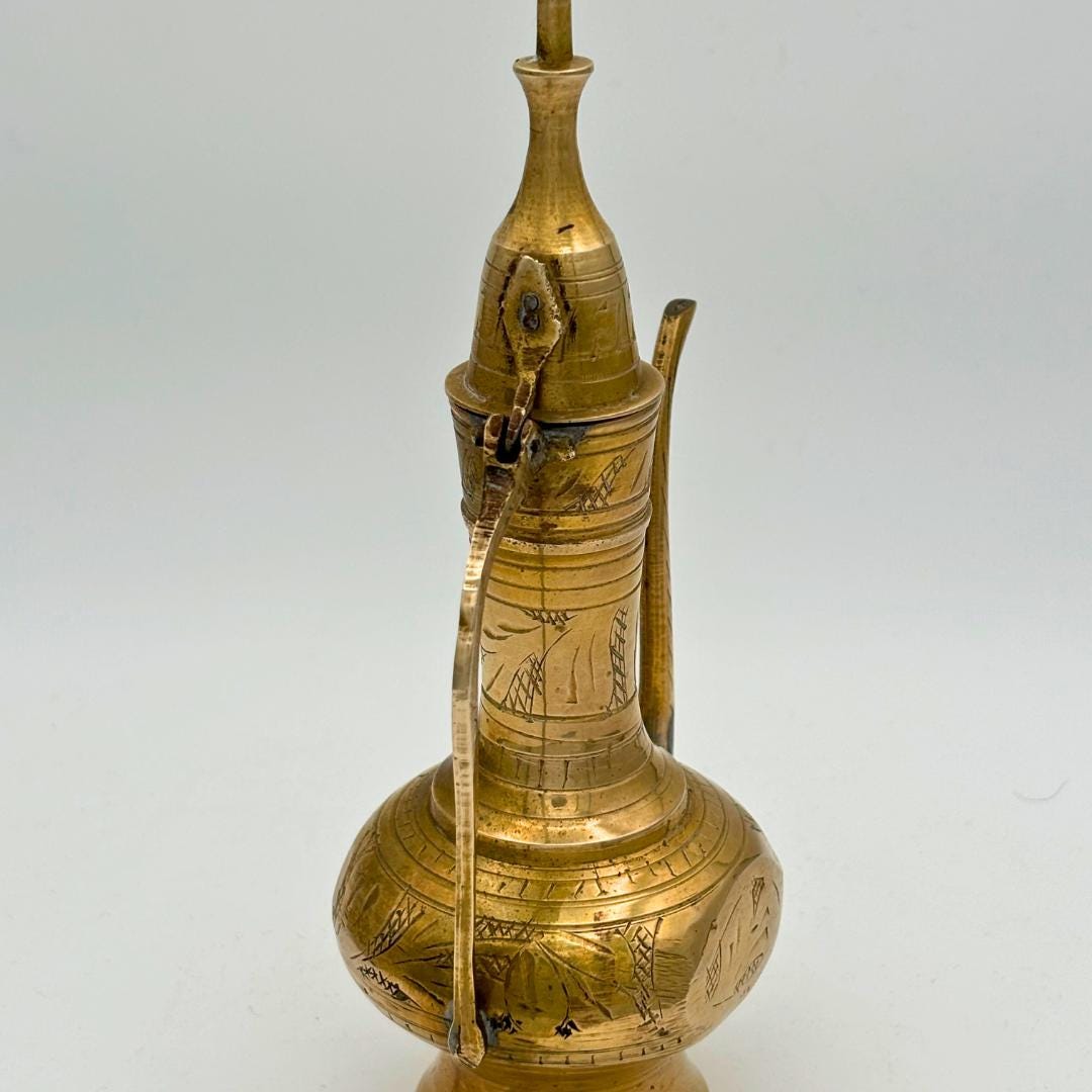 Vintage Brass Ewer Engraved Dallah Pitcher/teapot. - Etsy